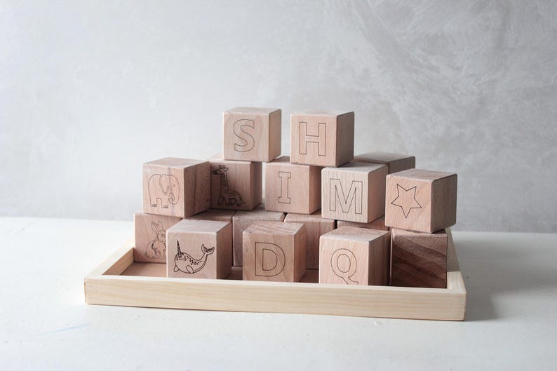 ABC Blocks Baby Shower for Paint Wooden Baby Block Set 30 Alphabet and ...