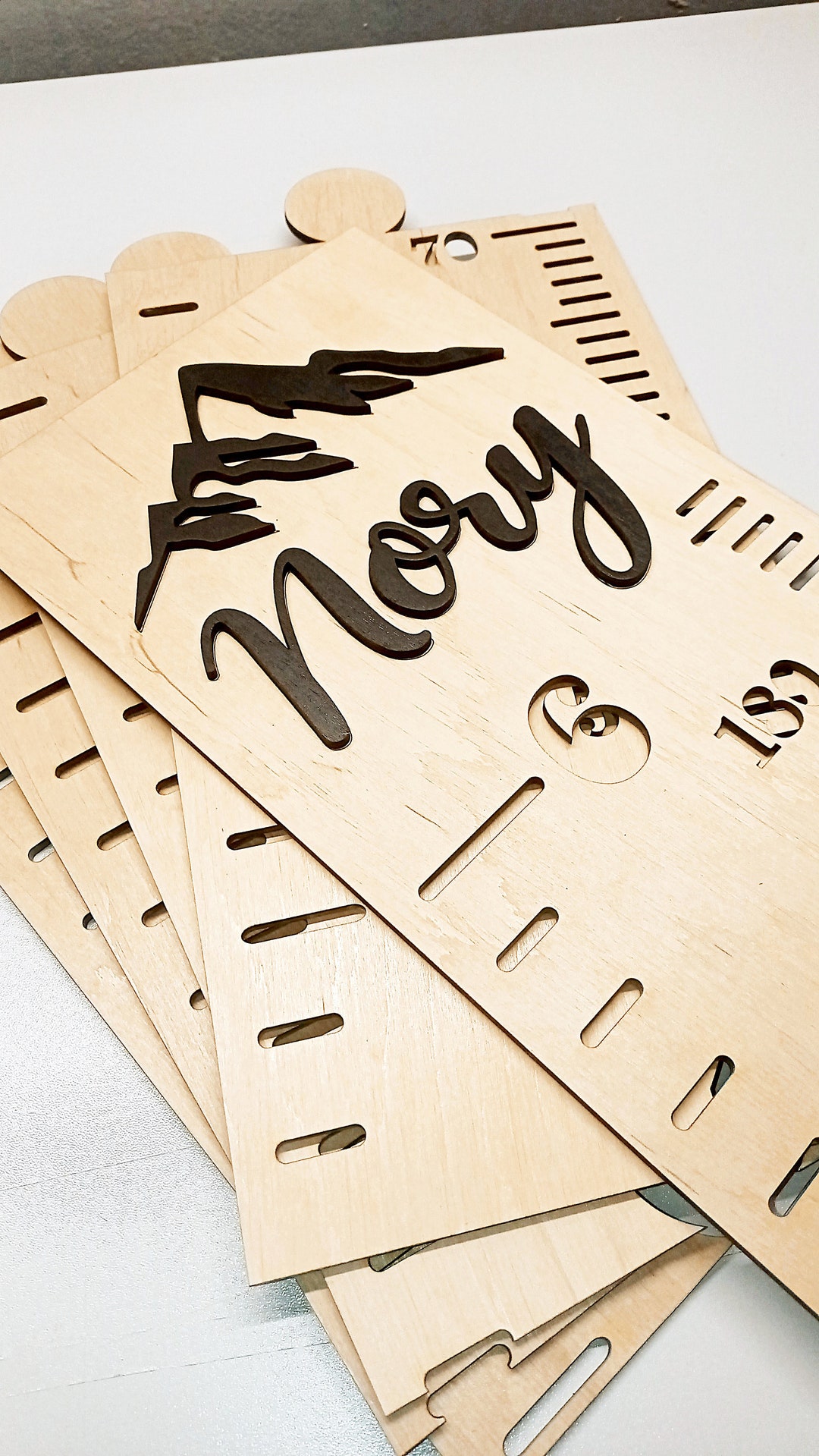 Personalized Mountain Wood Growth Chart Ruler, Nursery Decor - Etsy