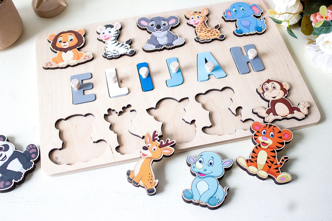 Animals Name Puzzle, Shower Baby Gift, Busy Board Puzzle, Toddler Toys ...