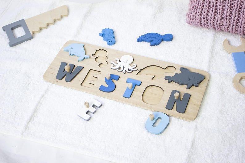 Personalized Sea Animals Name Puzzle: Nautical Nursery Decor - Etsy
