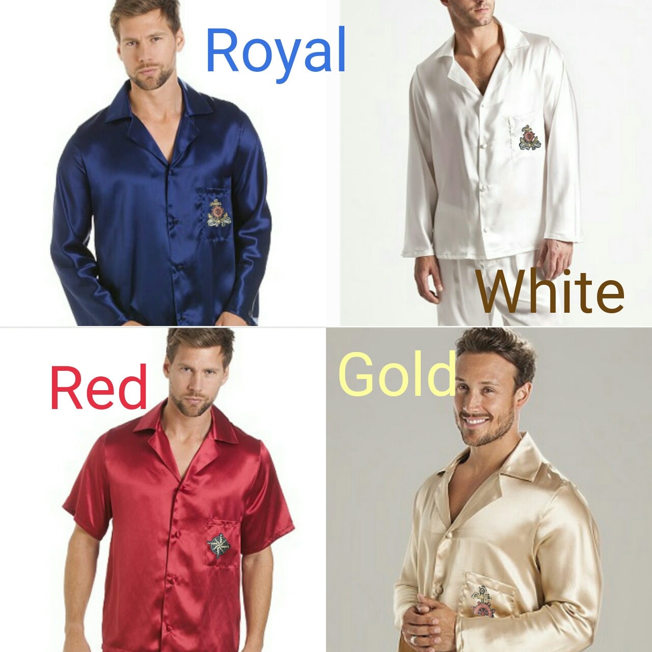 Luxury Men's Satin Pajamas Nightsuit With a Handmade PERSONALIZED ...