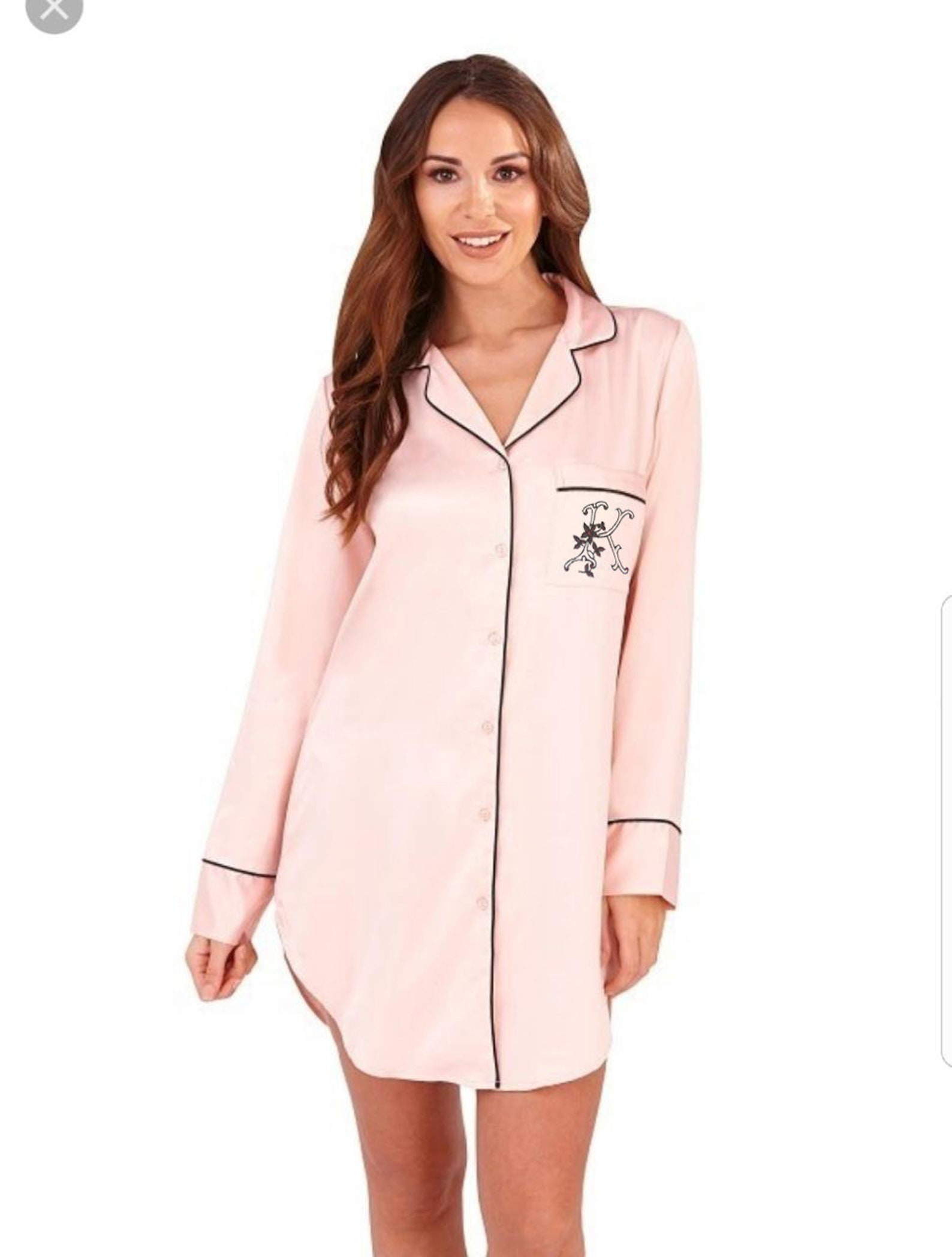 PERSONALIZED Luxury Satin Nightshirt With Beaded Letter Embroidery ...
