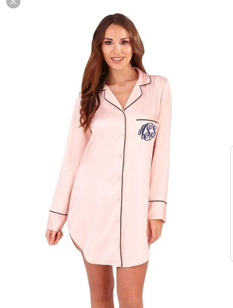 PLUS SIZES Luxury Satin Nightshirt With Personalized Beaded Letter ...