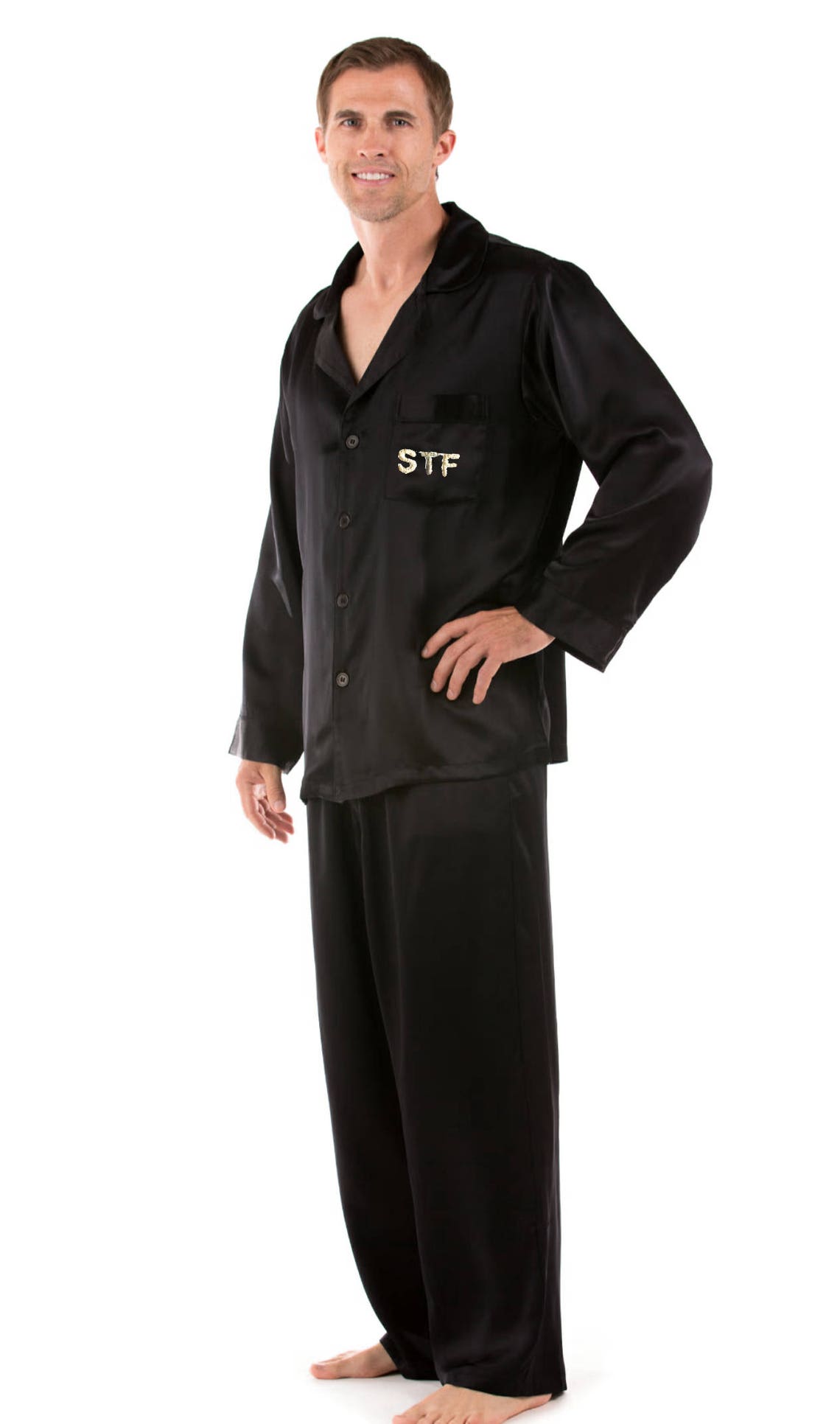 Luxury Men's Satin Pajamas Nightsuit With a Handmade PERSONALIZED ...