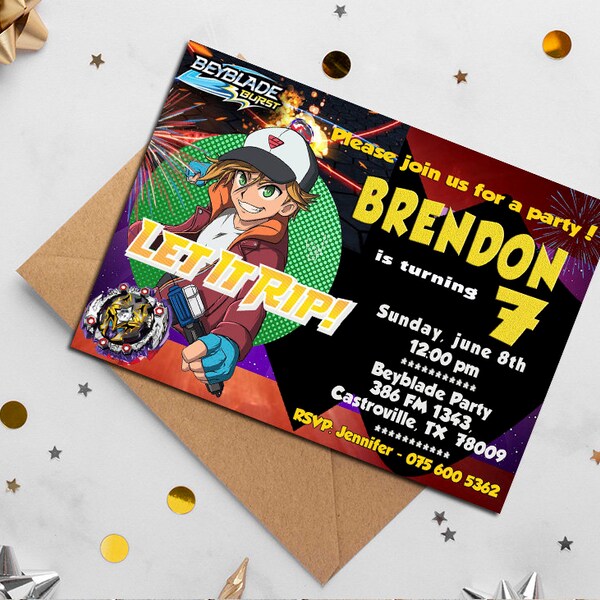 Beyblade Birthday Invitations - Etsy