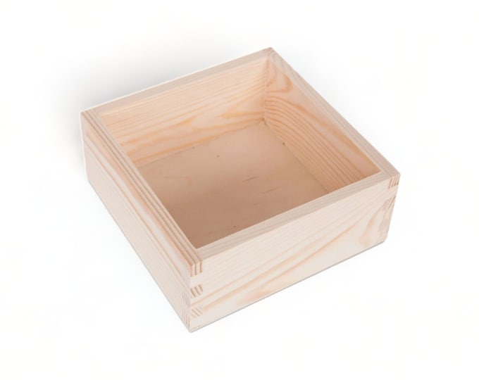 Unfinished Wooden Square Box Wood Box Unpainted Wooden Box Wooden Box ...