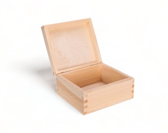 Natural Wooden Box, Unfinished Wood Box, Jewellery Box, Unpainted ...