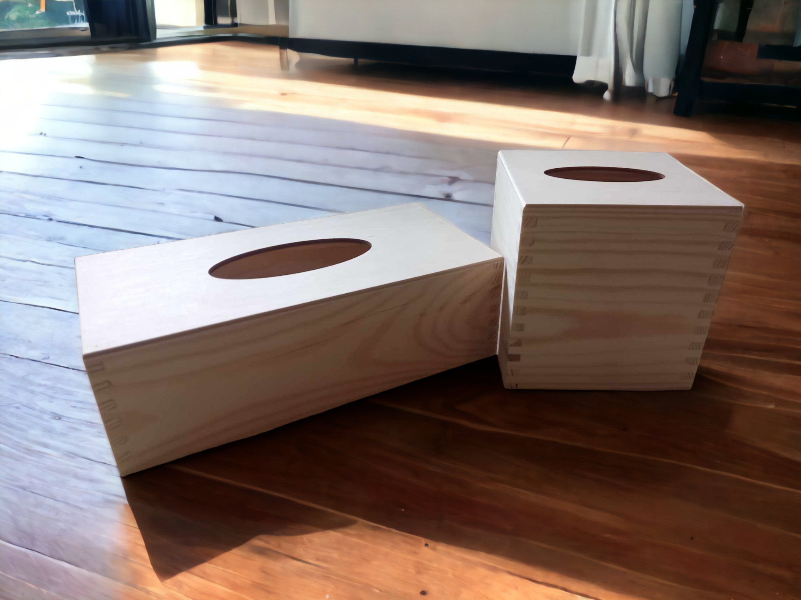 Wooden Tissue Cover Boxes Square Wood Tissue Box Rectangular Unfinished ...