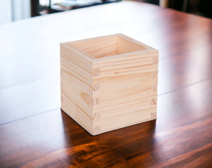 Pine Wooden Square Box Unfinished Wood Craft Box Pencil Box DIY Craft ...