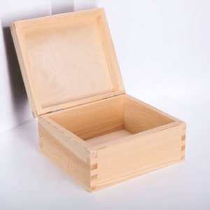 Unfinished Wooden Rectangular Box With a Lid Wood Box Unpainted Wooden ...