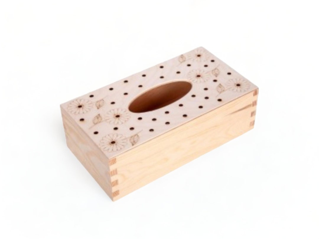 Unfinished Wooden Tissue Cover Box Daisy Tissue Box Wooden Craft Tissue ...
