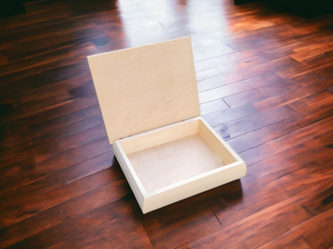 Pine Wood Memory Craft Box Wooden DIY Box Unfinished Wood Rectangular ...