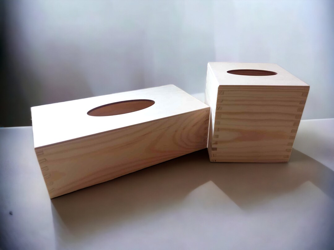 Wooden Tissue Cover Boxes Square Wood Tissue Box Rectangular Unfinished ...
