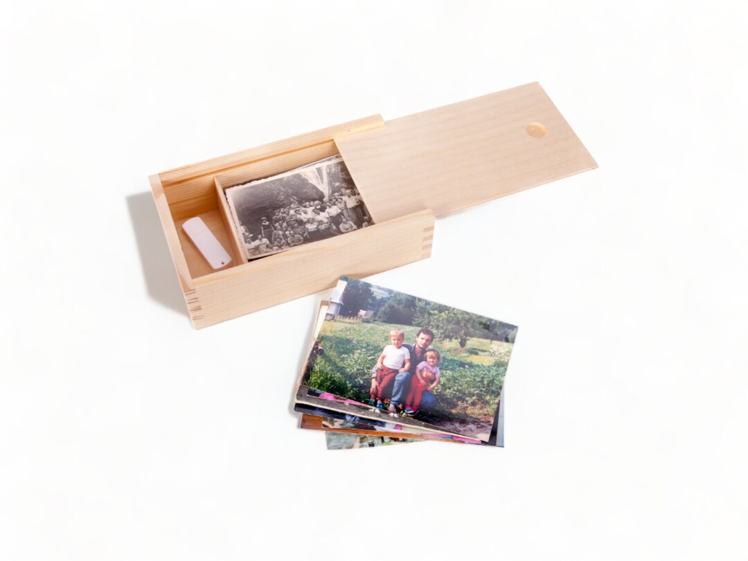 Wooden Memory Box Picture Storage Unfinished Craft Wood Box With A Lid ...
