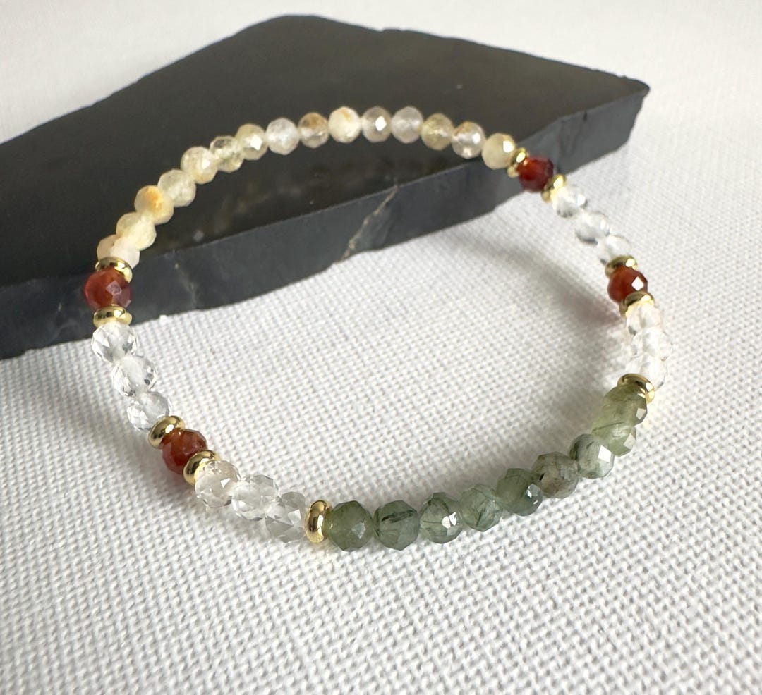 Rare! Celestial Architect, 4mm Green Rutilated Quartz Bracelet, Golden ...