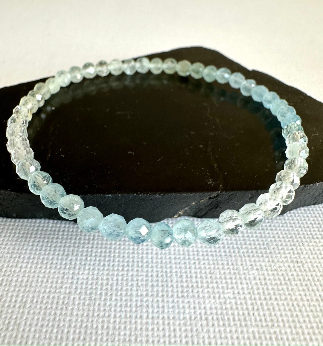 4mm Stunning AAA Ombre BERYL Aquamarine Beaded Bracelet, Blue Green ...