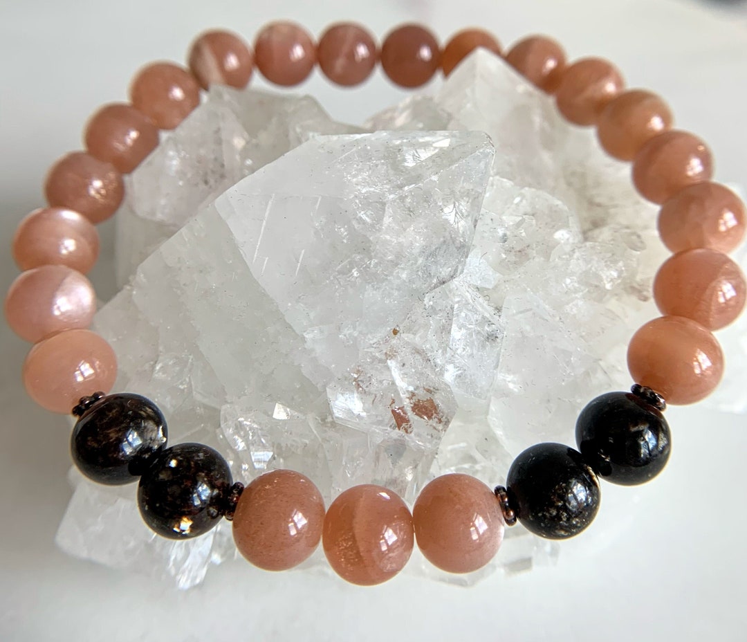 Stunning Shimmering Beauty, 8mm SUNSTONE Bracelet, Biotite Bracelet ...