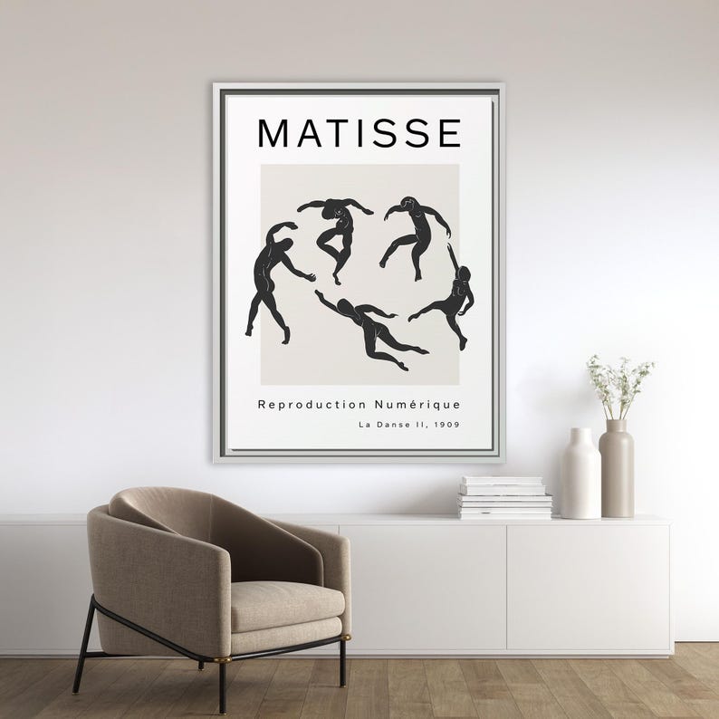 Matisse Dance II Inspired Poster, Minimalist Wall Art, Black and White ...