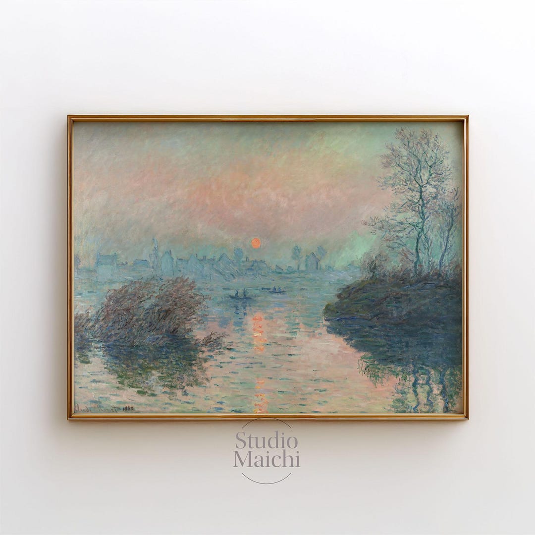 Monet Sun Setting, Monet Print, Impressionist Landscape Print, Vintage ...