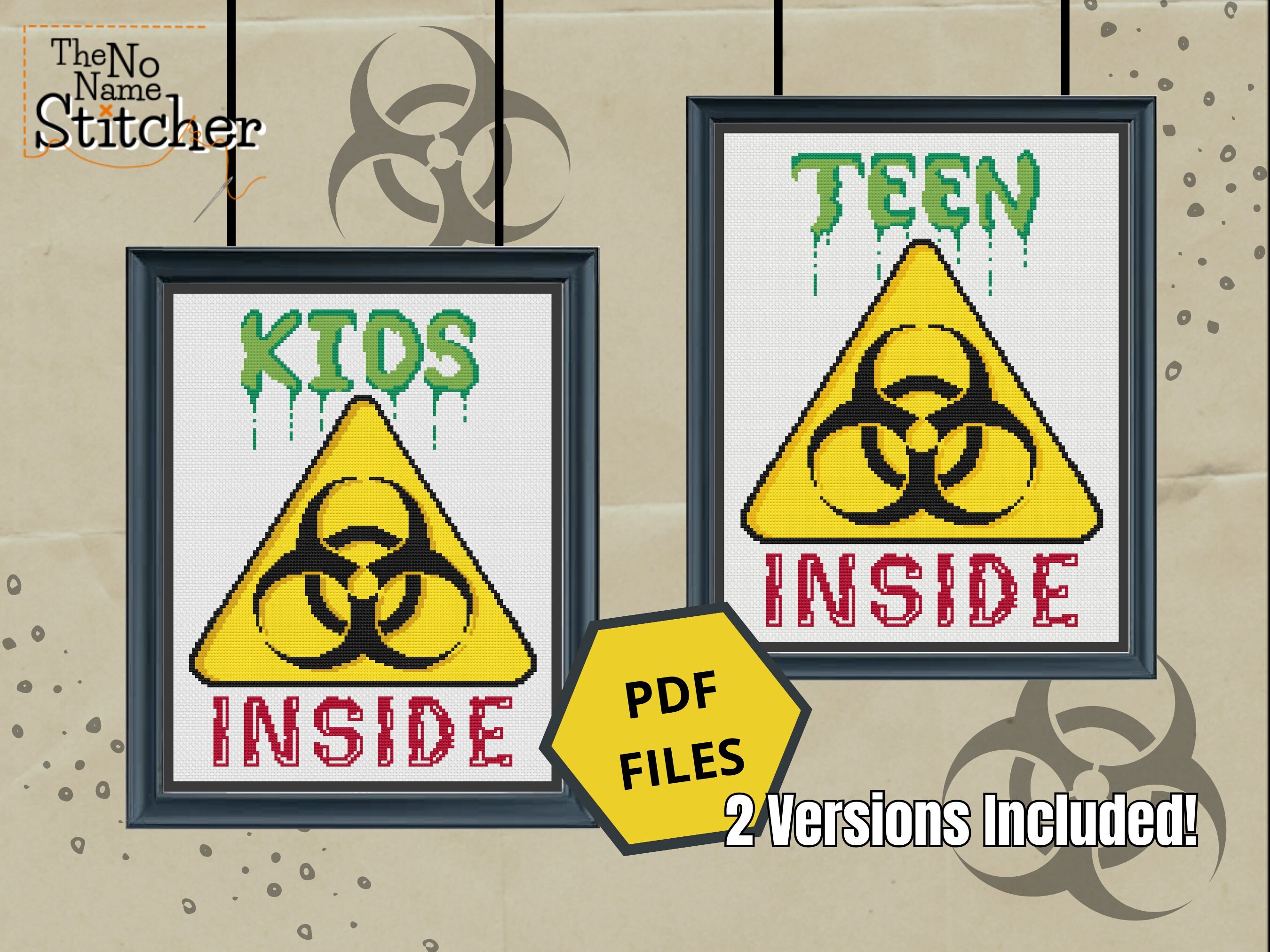 Biohazard Symbol Teen Kids Cross Stitch Pattern PDF Chart Funny Family ...
