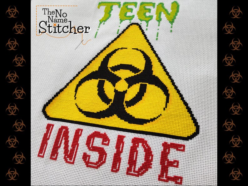 Biohazard Symbol Teen Kids Cross Stitch Pattern PDF Chart Funny Family ...