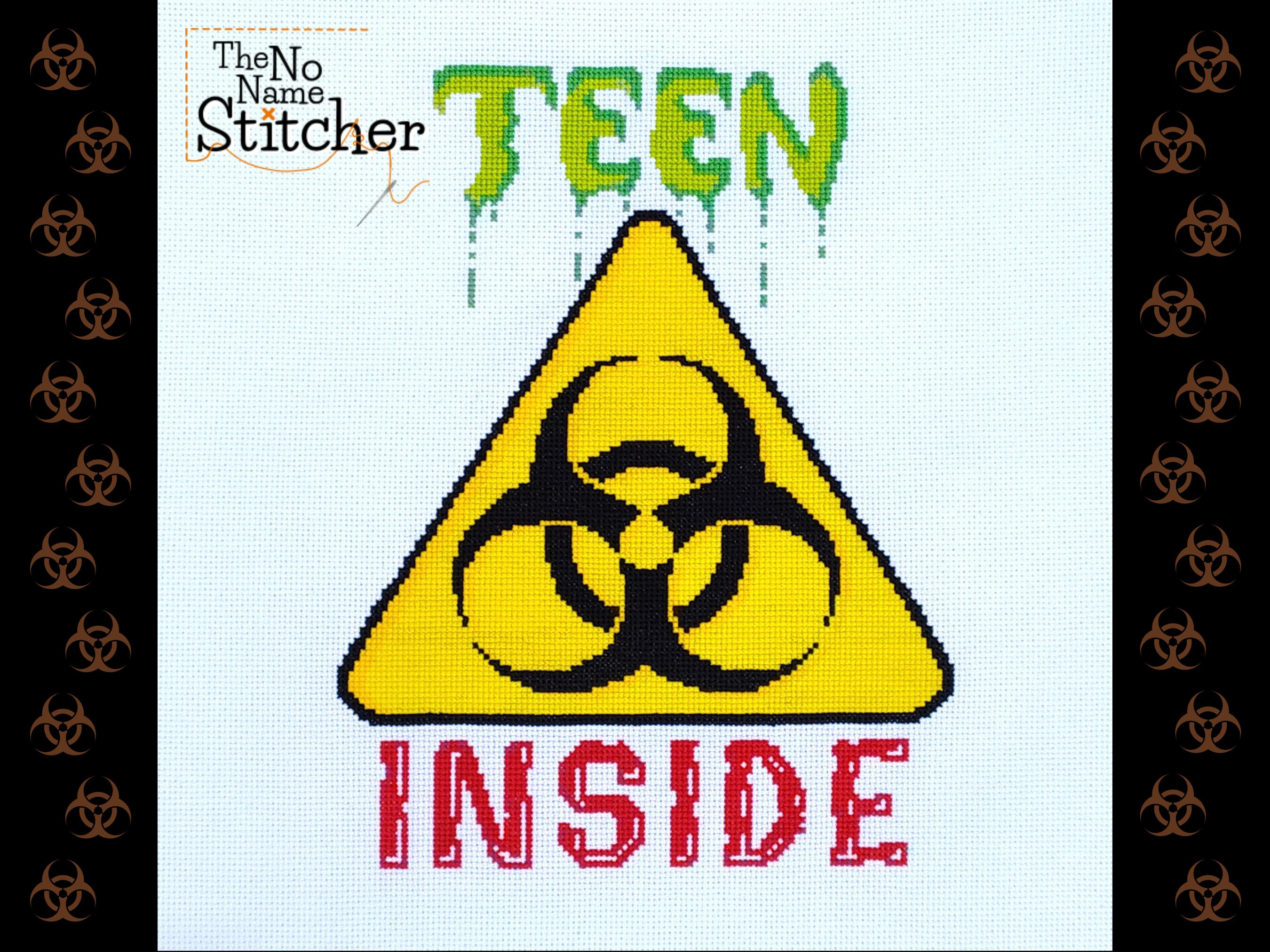 Biohazard Symbol Teen Kids Cross Stitch Pattern PDF Chart Funny Family ...