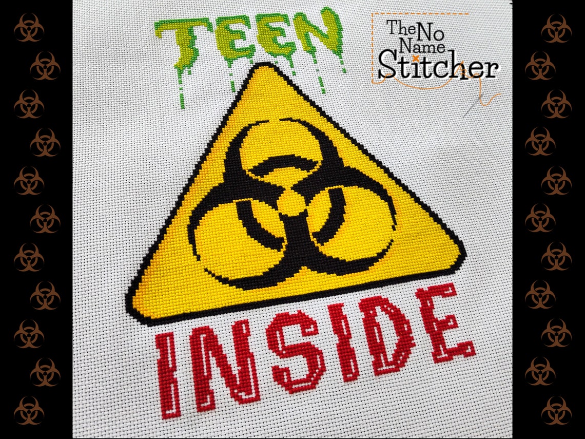 Biohazard Symbol Teen Kids Cross Stitch Pattern PDF Chart Funny Family ...