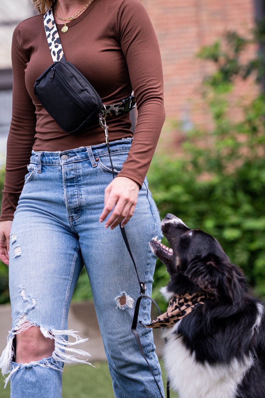 Stylish Dog Walking Bag With Hands-free Leash | Cute Dog Treat Pouch ...