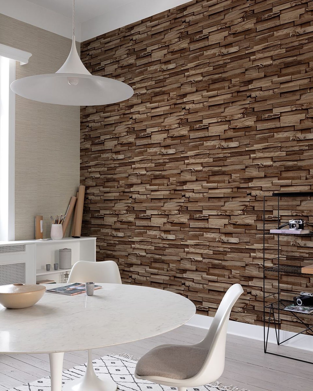 Rustic Wood Look Textured Wallpaper - Etsy