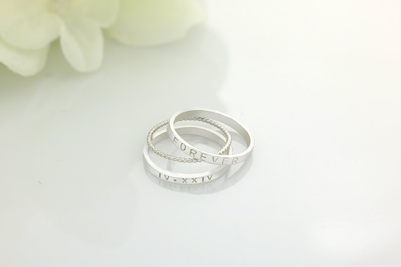 Personalized Stackable Rings Set of Stackable Rings | Etsy