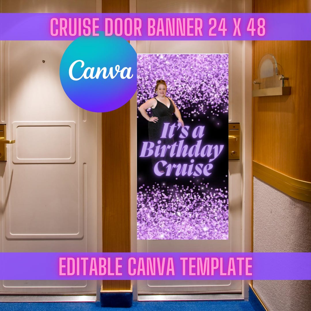 Cruise Door Birthday Banner Banner Canva Editable Template Decor 24in X ...