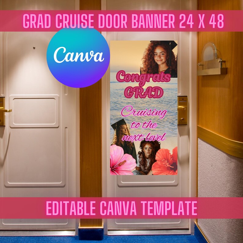 Graduation Cruise Door Banner 24in X 48in Canva Editable Template ...