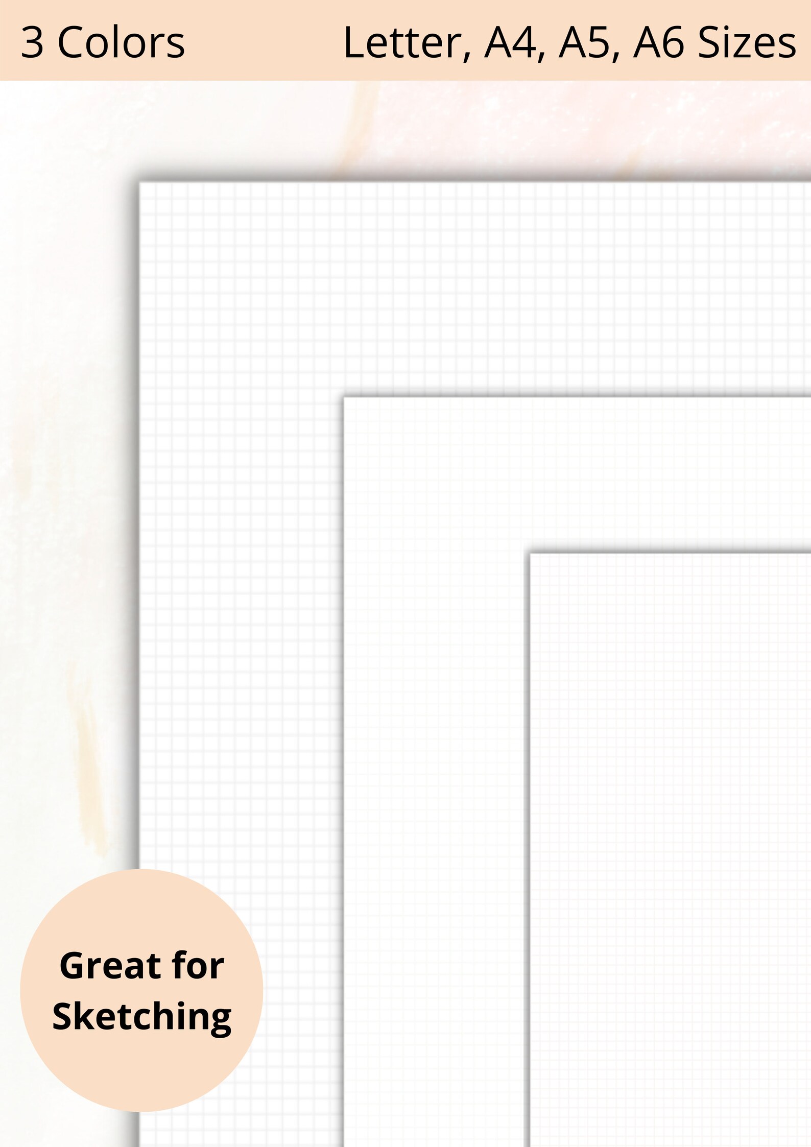 Printable Graph Paper | INSTANT DOWNLOAD | 3 Colors (brown, Gray, Green ...