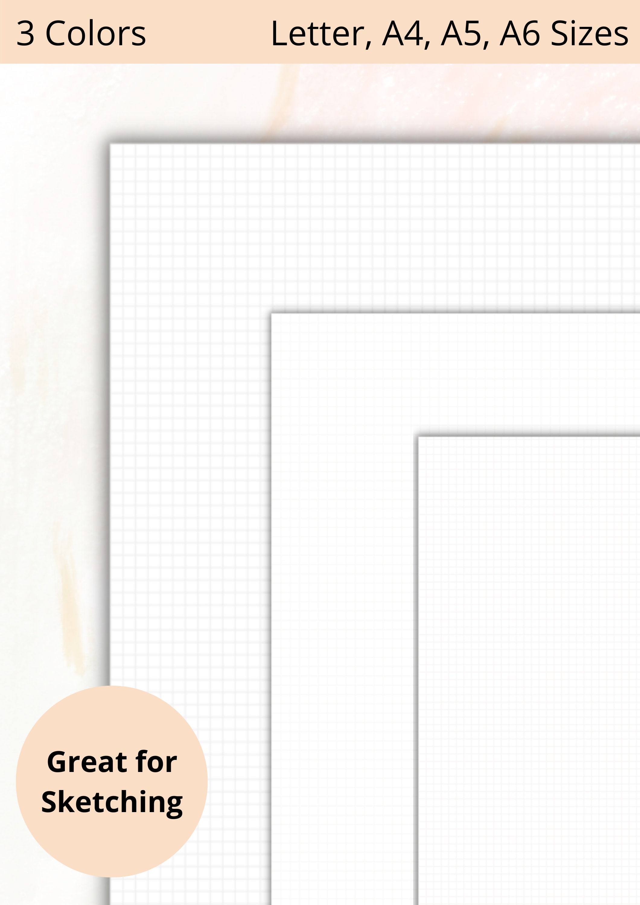 Printable Graph Paper | INSTANT DOWNLOAD | 3 Colors (brown, Gray, Green ...