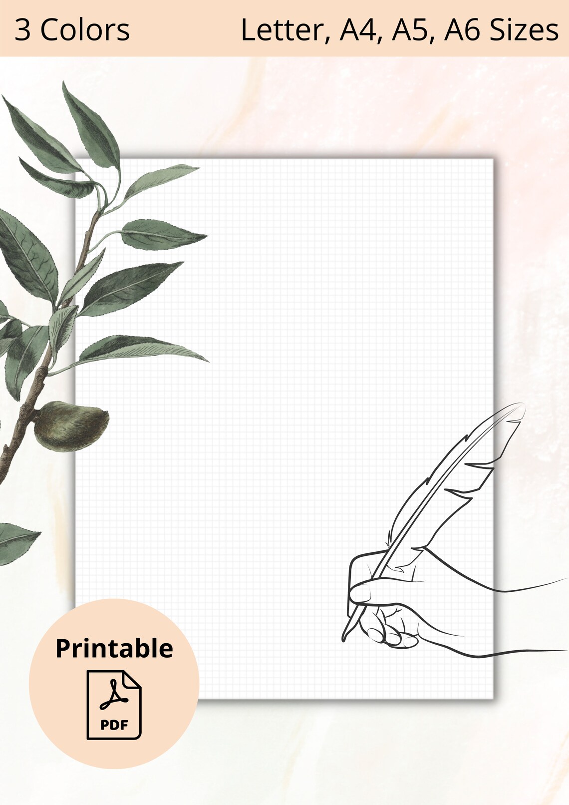 Printable Graph Paper | INSTANT DOWNLOAD | 3 Colors (brown, Gray, Green ...