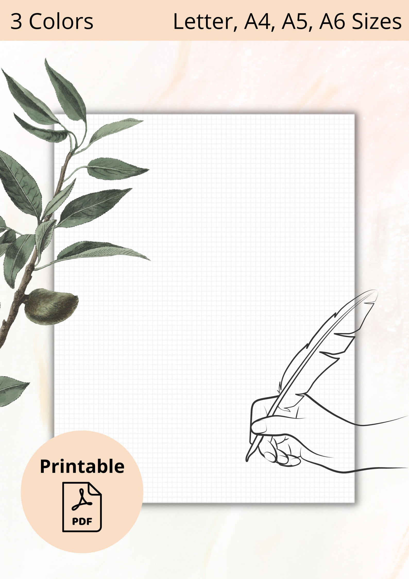 Printable Graph Paper | INSTANT DOWNLOAD | 3 Colors (brown, Gray, Green ...