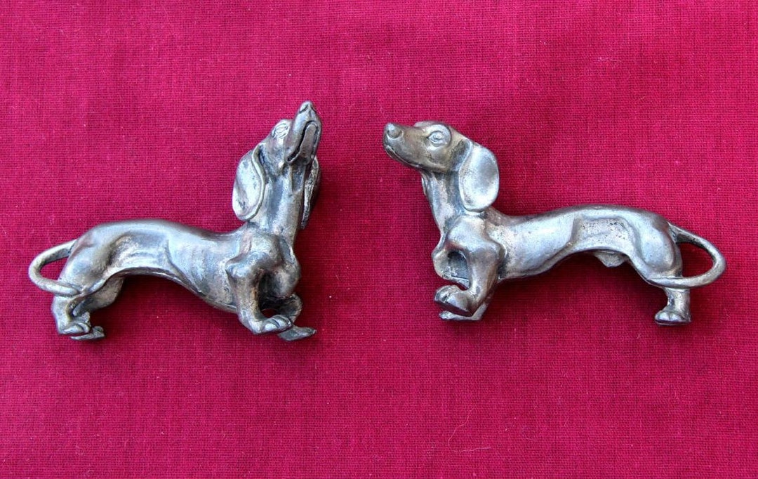 Pewter Dachshund Figurines, Vintage Italian Dog Sculpture Pair - Etsy