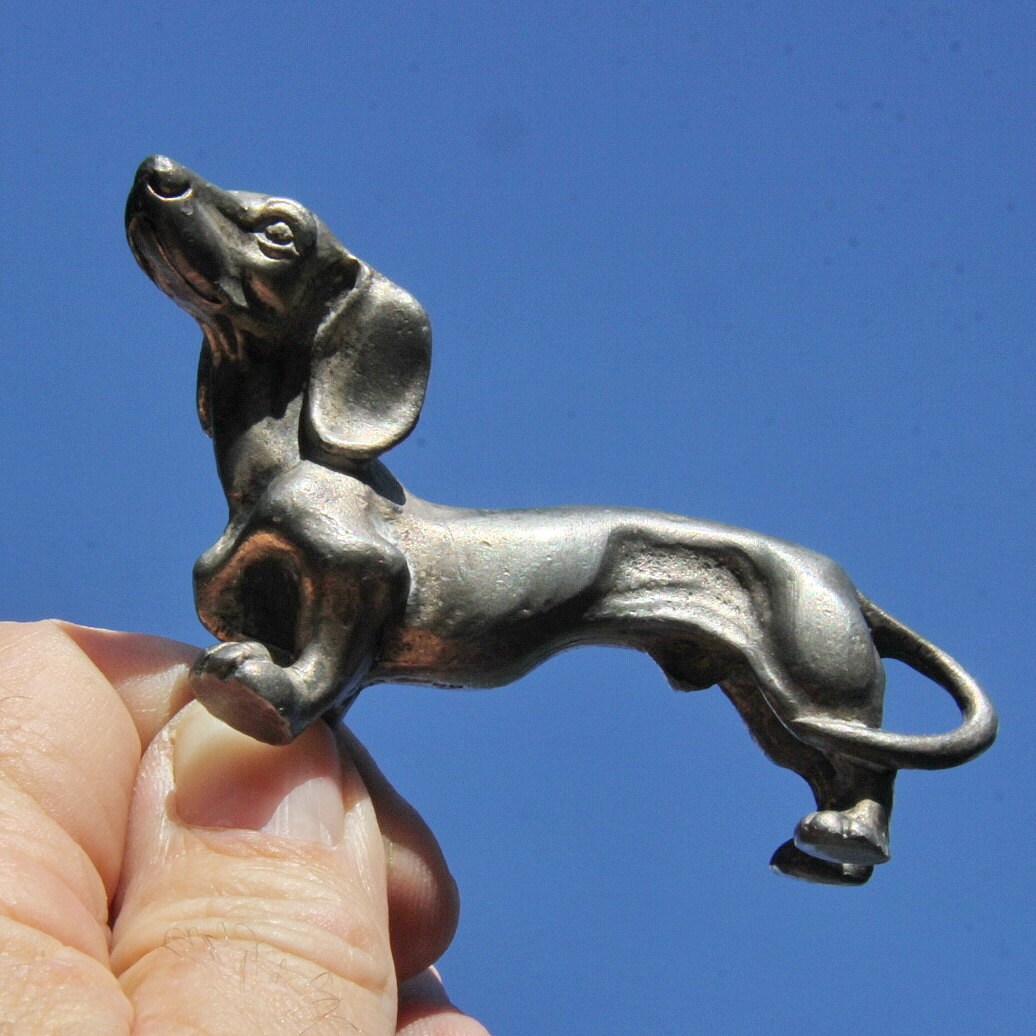 Pewter Dachshund Figurines, Vintage Italian Dog Sculpture Pair - Etsy