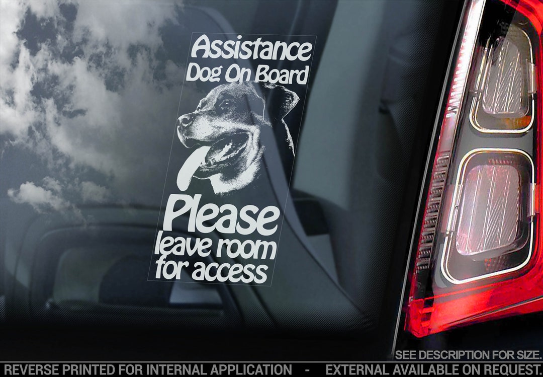 Assistance Dog on Board - Car Window Sticker - Rottweiler Stroke ...