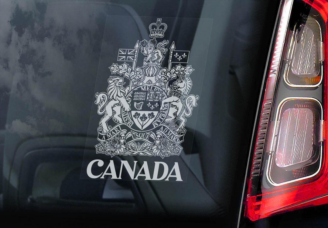 CANADA Car Sticker, Canadian Coat of Arms National Flag Sovereign ...
