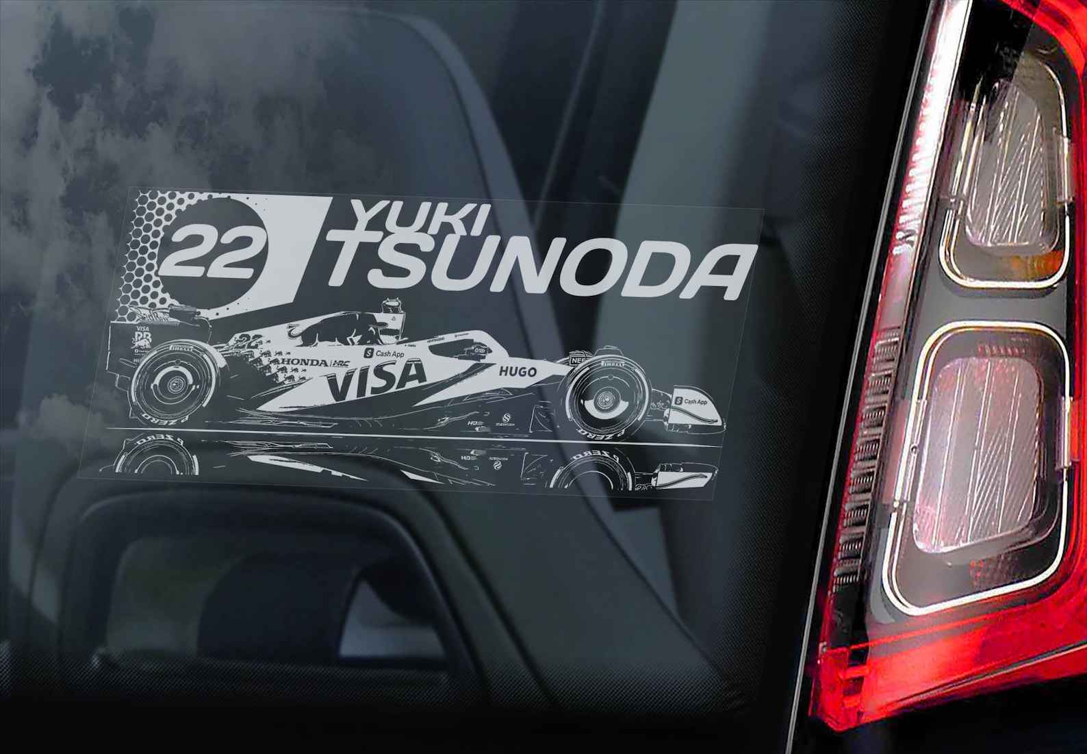 Yuki Tsunoda #22 Car Sticker, Formula One F1 VCARB Fan Window Decal ...