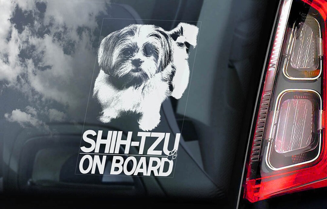 Shih-tzu on Board - Car Window Sticker - Chrysanthemum Dog Sign Decal ...