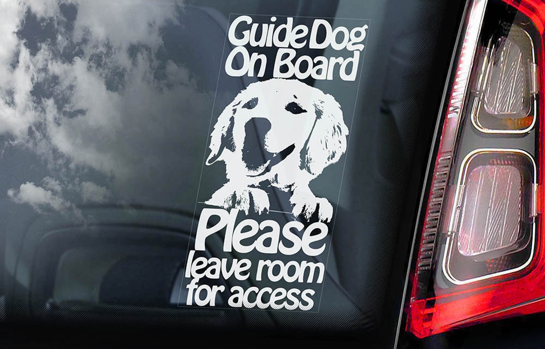 Guide Dog on Board - Car Window Sticker - Golden Retriever Sight ...