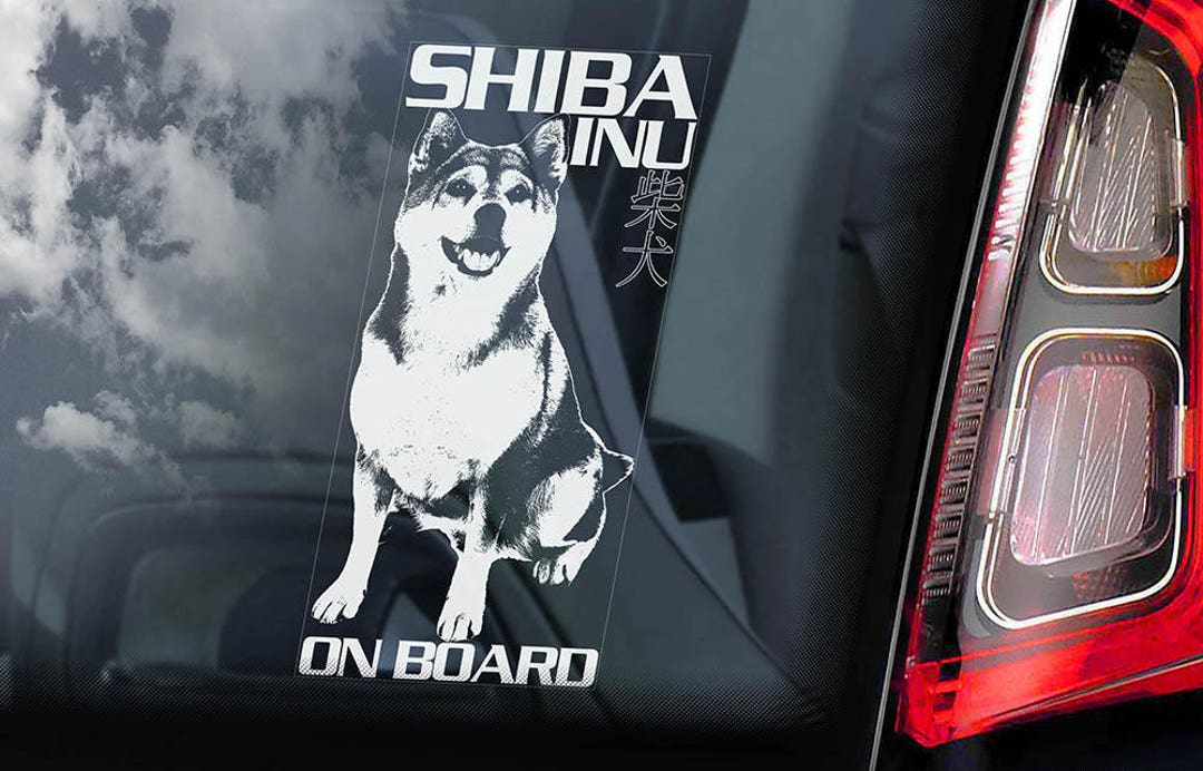 Shiba Inu on Board - Car Window Sticker - Japanese Ken Dog Sign Decal ...