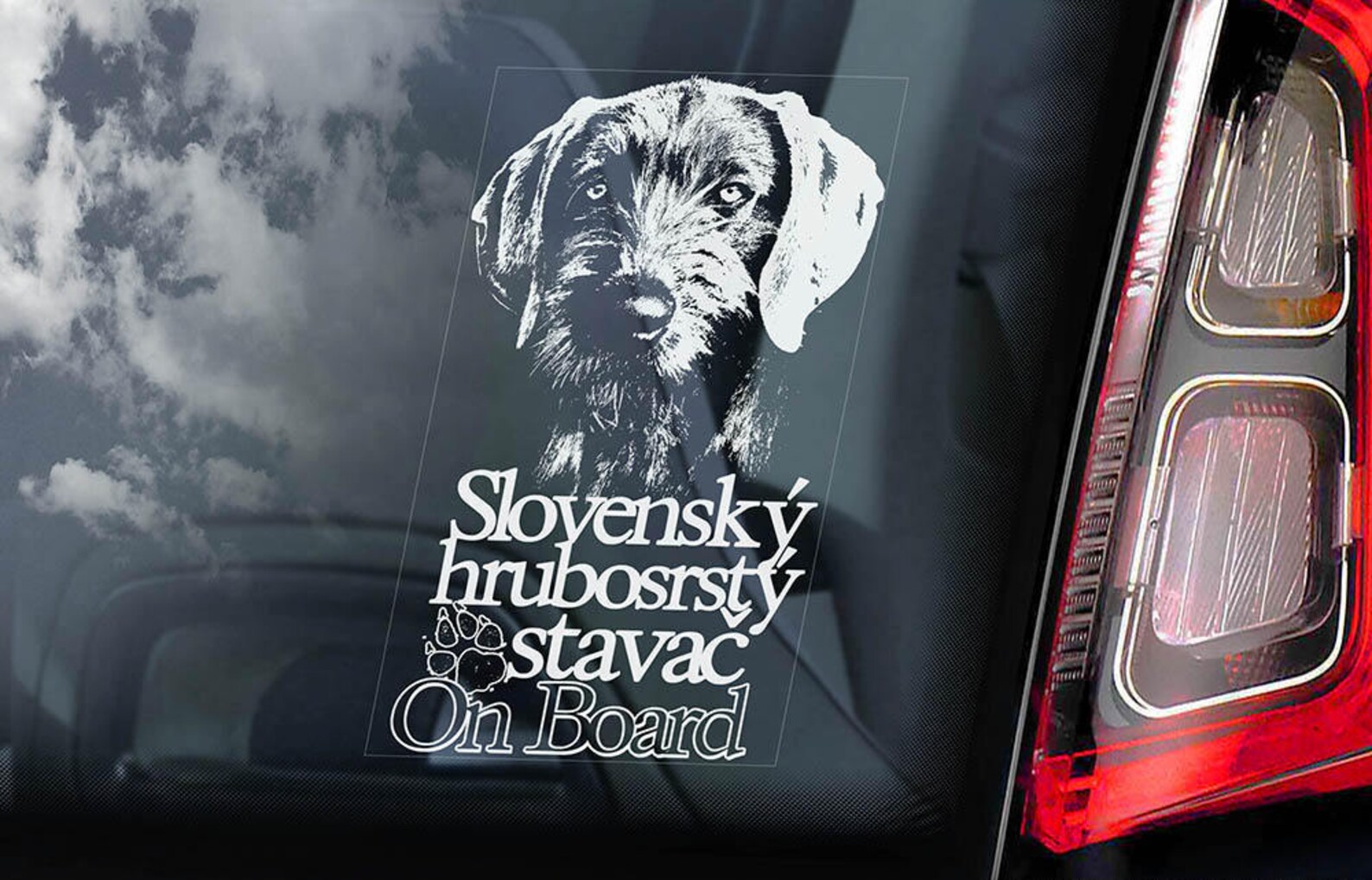 Slovenský Hrubosrstý Stavac - Car Window Sticker - Slovak Rough-haired ...