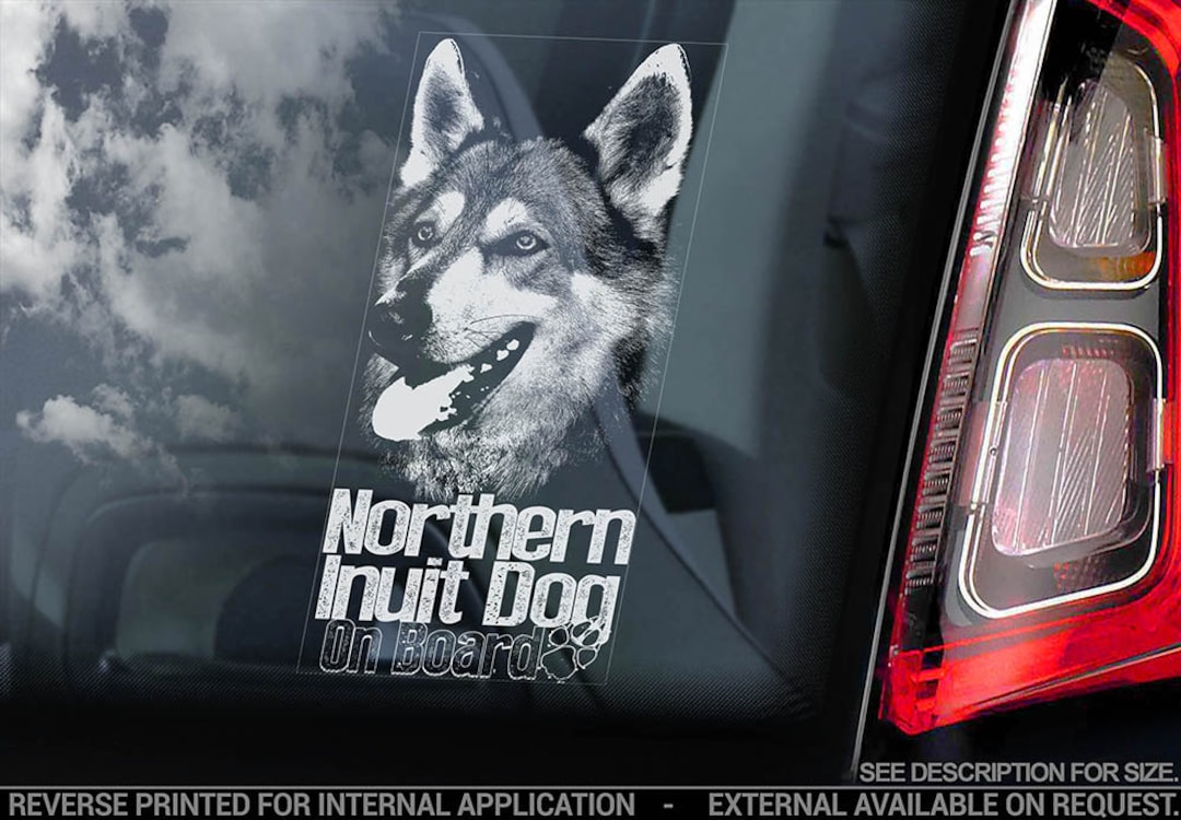 Northern Inuit Dog on Board - Car Window Sticker - Sign Decal - V02 ...