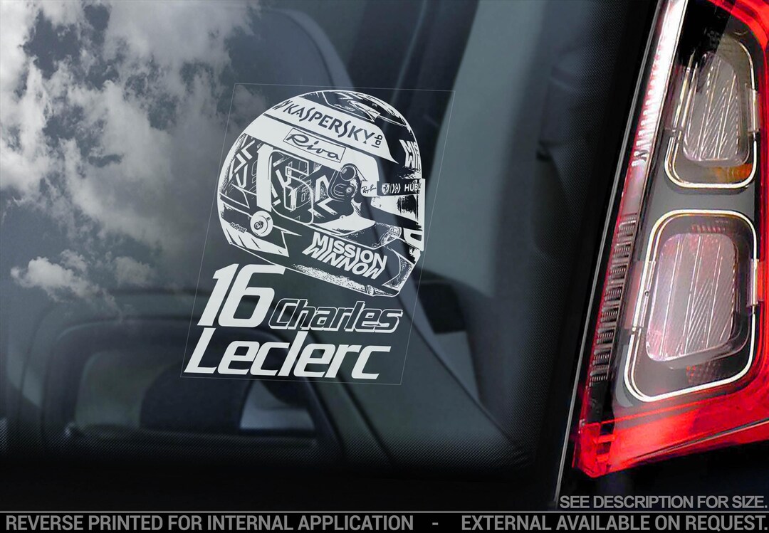 Charles Leclerc #16 Car Sticker, Formula One F1 Window Helmet Ferrari ...