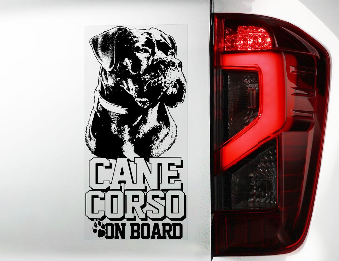 Cane Corso on Board, Car Window Sticker, Beware of the Dog Sign Italian ...