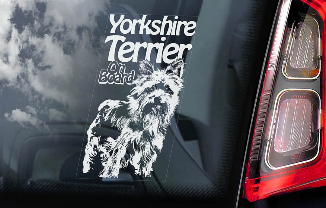 Yorkshire Terrier on Board - Car Window Sticker - Yorkie Sign Decal ...