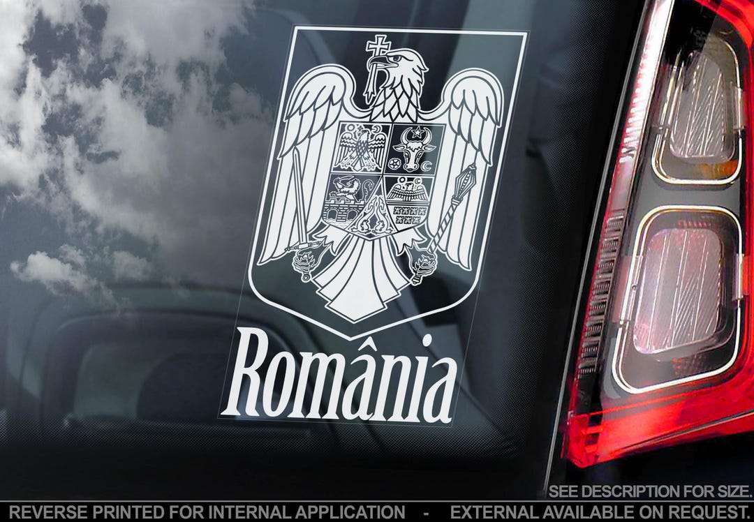 ROMANIA Car Window Sticker - Eagle Coat of Arms Flag Football Sign ...